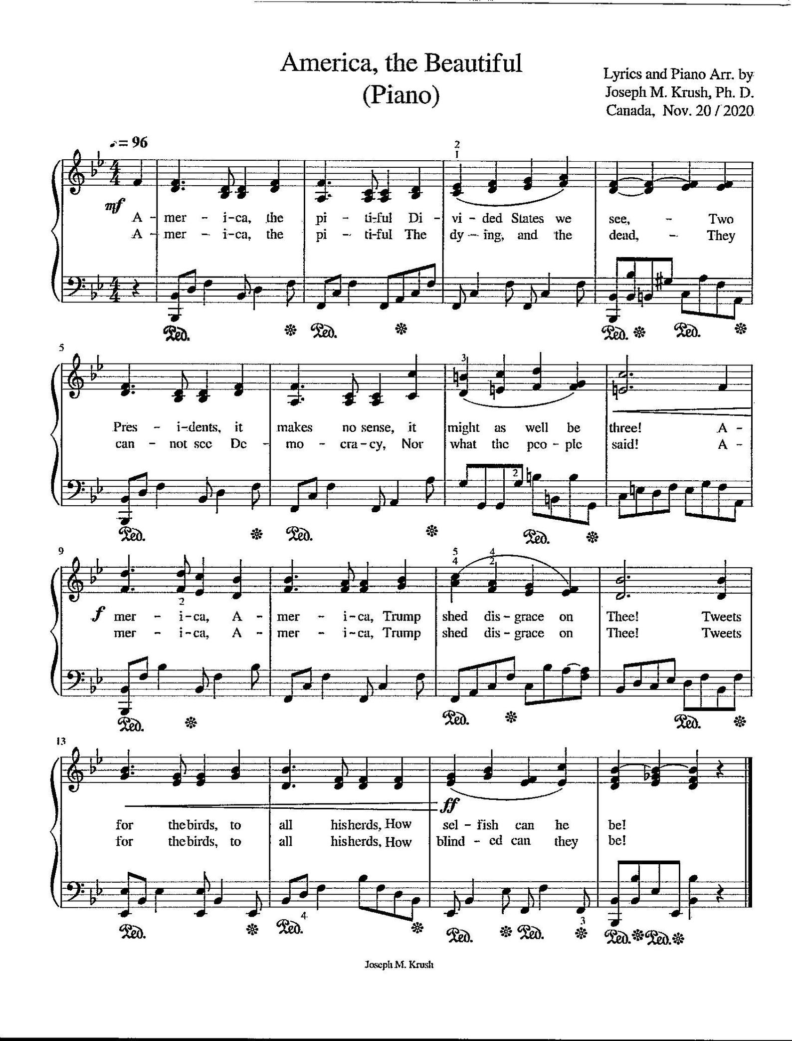 America the Beautiful - Digital Printable for Piano and Lyrics - Etsy