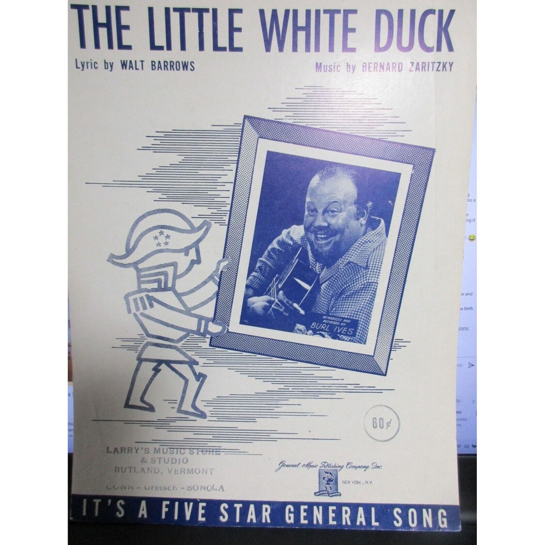 1950 the Little White Duck Sheet Music - Piano Guitar Vocal by Burl ...