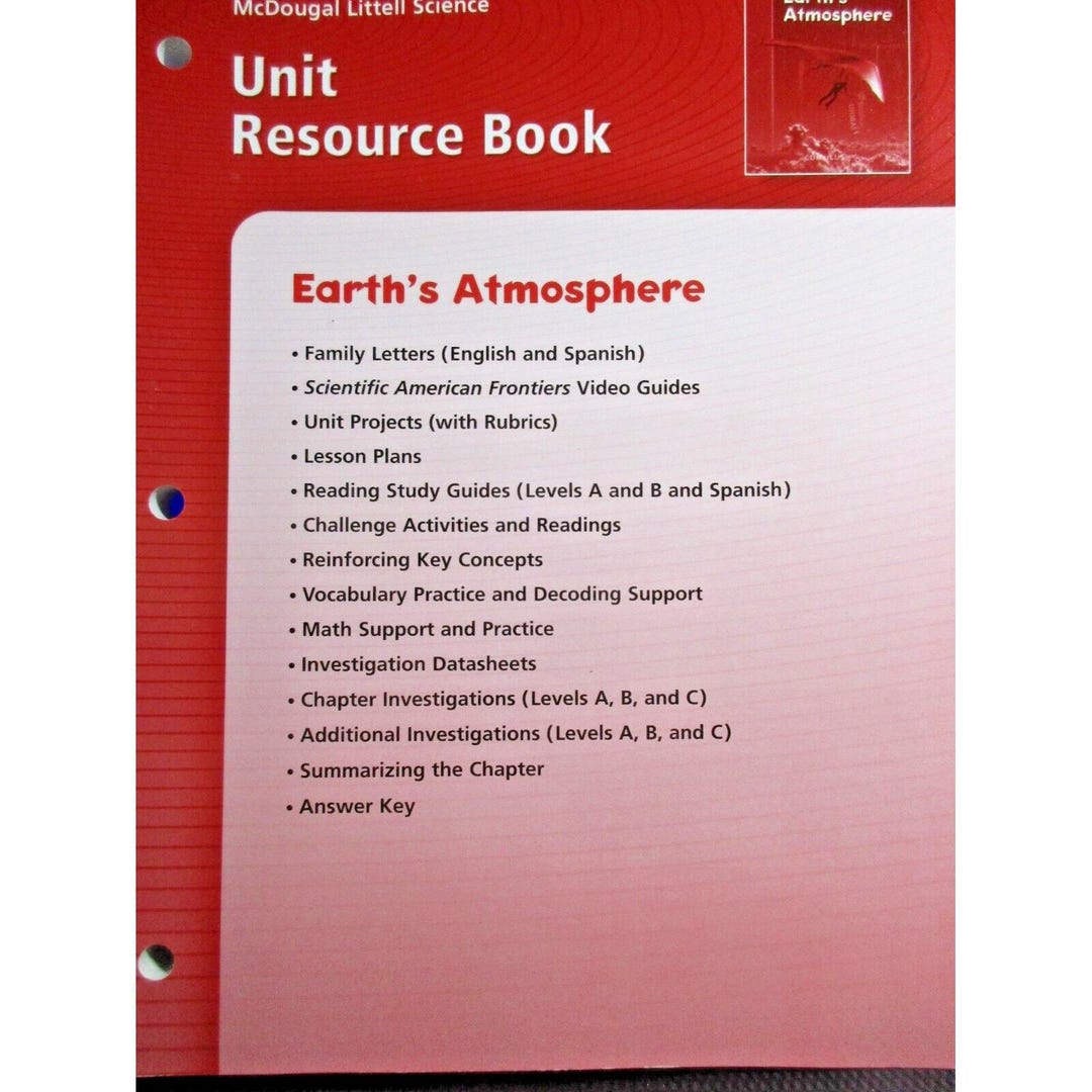 Earth's Atmosphere Unit Resource Book Mcdougal Littell Science WB ...