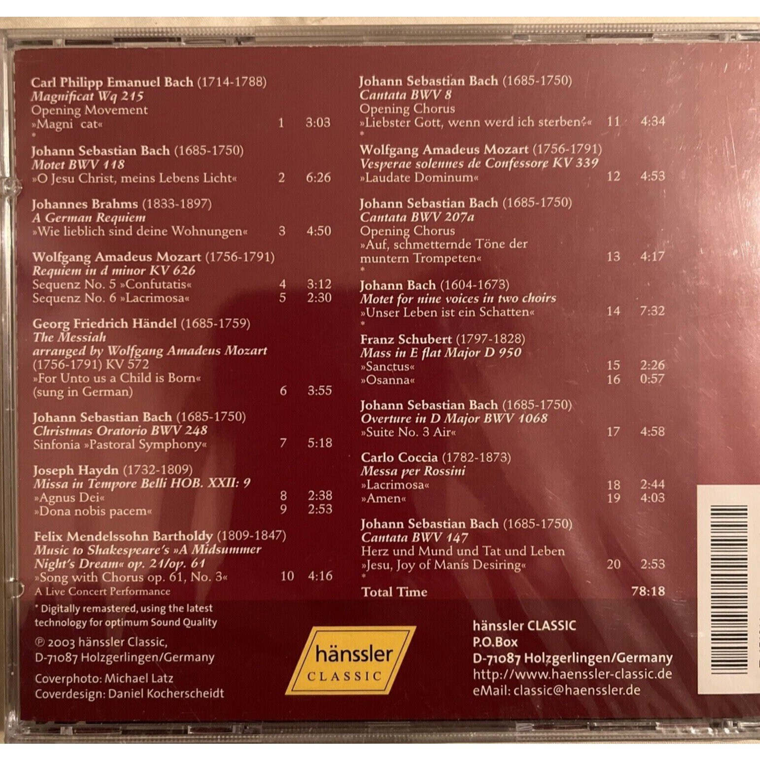CD - Helmuth Rilling the Essential Collection 20 Selections Hanssler DE ...