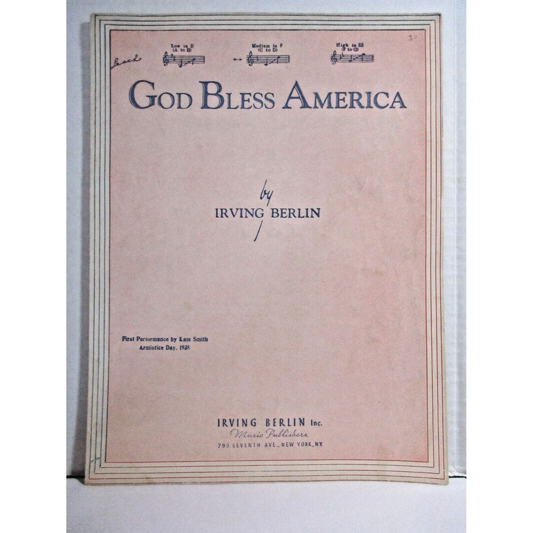 Vintage 1939 God Bless America Sheet Music by Irving Berlin-sung by ...