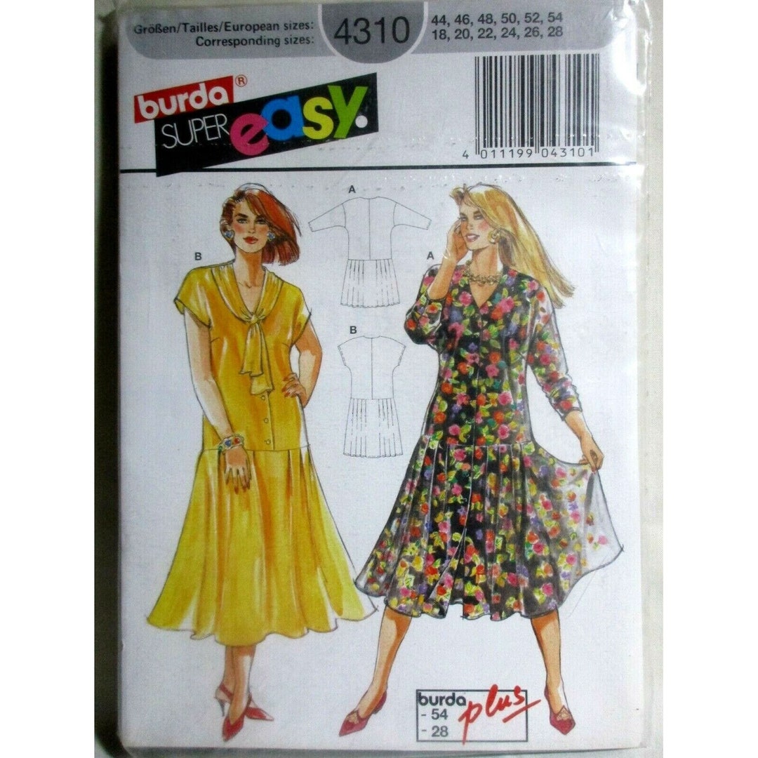 Burda Sewing Pattern 4310 Sizes 44 54 US 18-28 Easy Misses Dress Uncut ...