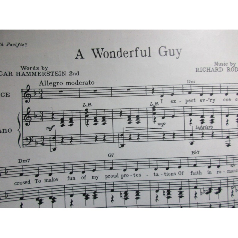 A Wonderful Guy Sheet Music for Piano Vocal Guitar 1949 Intermediate ...