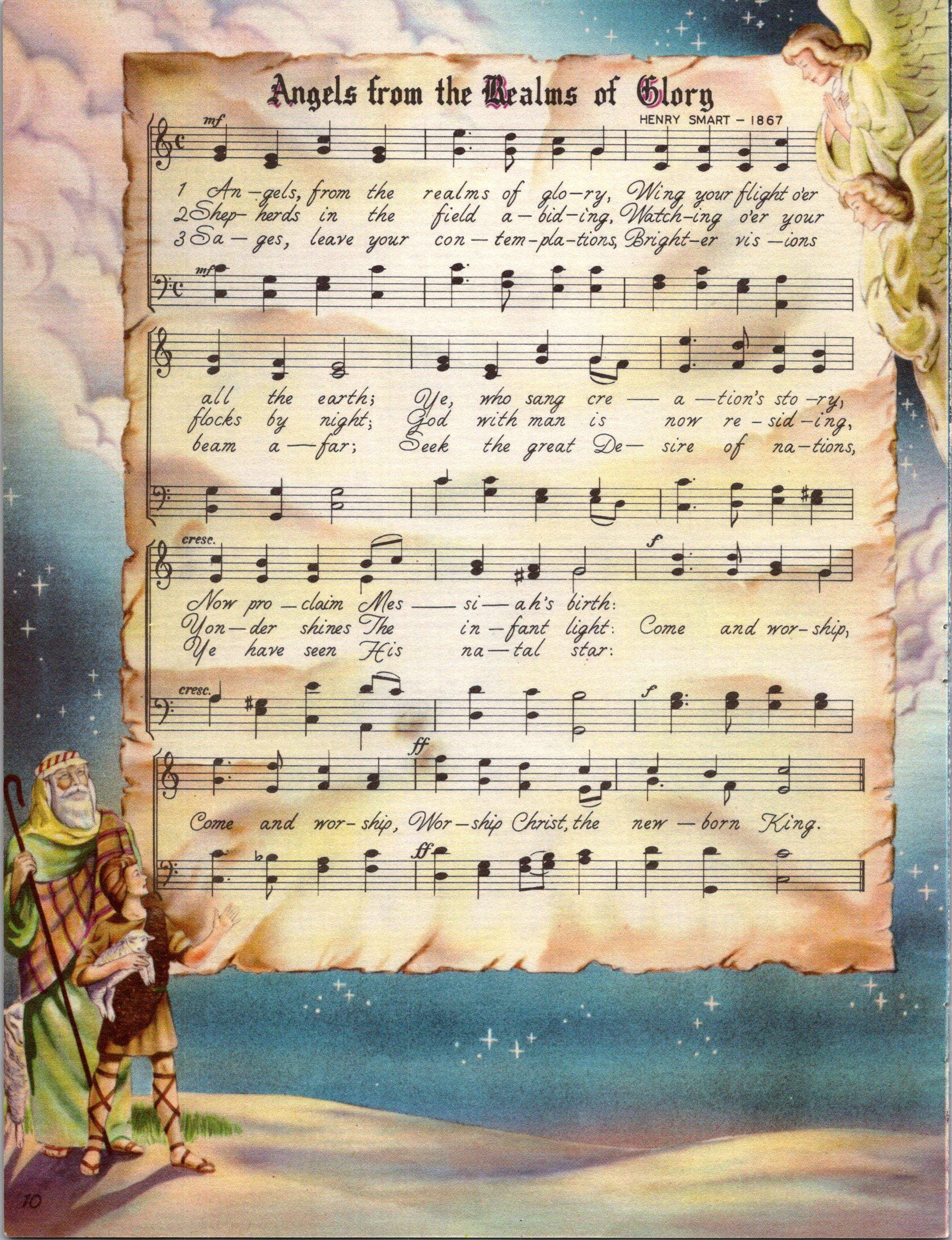Printable Christmas Carol - Angels From the Realms of Glory for Piano ...