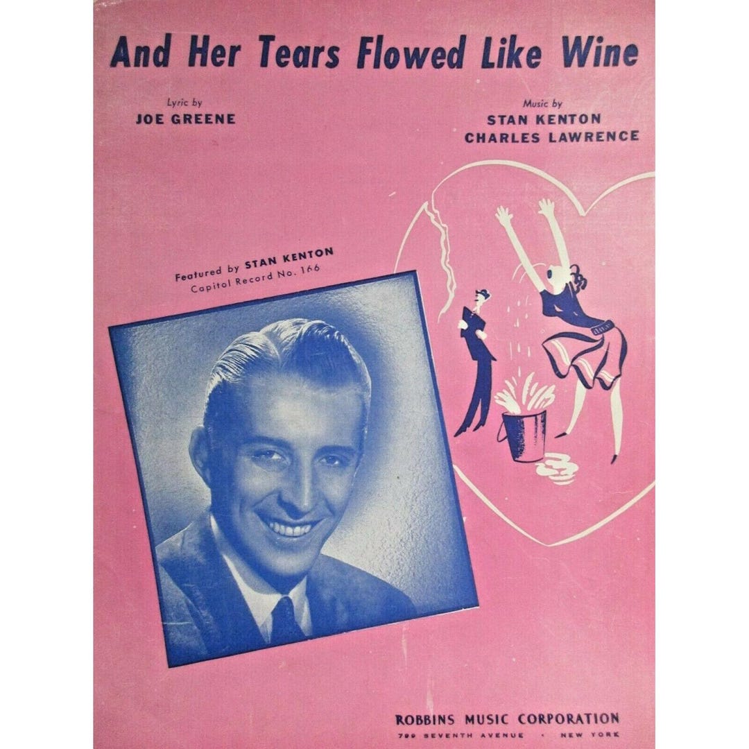 Piano Vocal Guitar Sheet Music and Her Tears Flowed Like Wine Stan ...