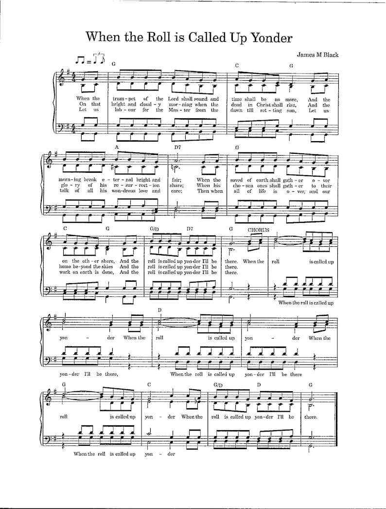 When the Roll is Called up Yonder - Digital Christian Hymn Tune With ...