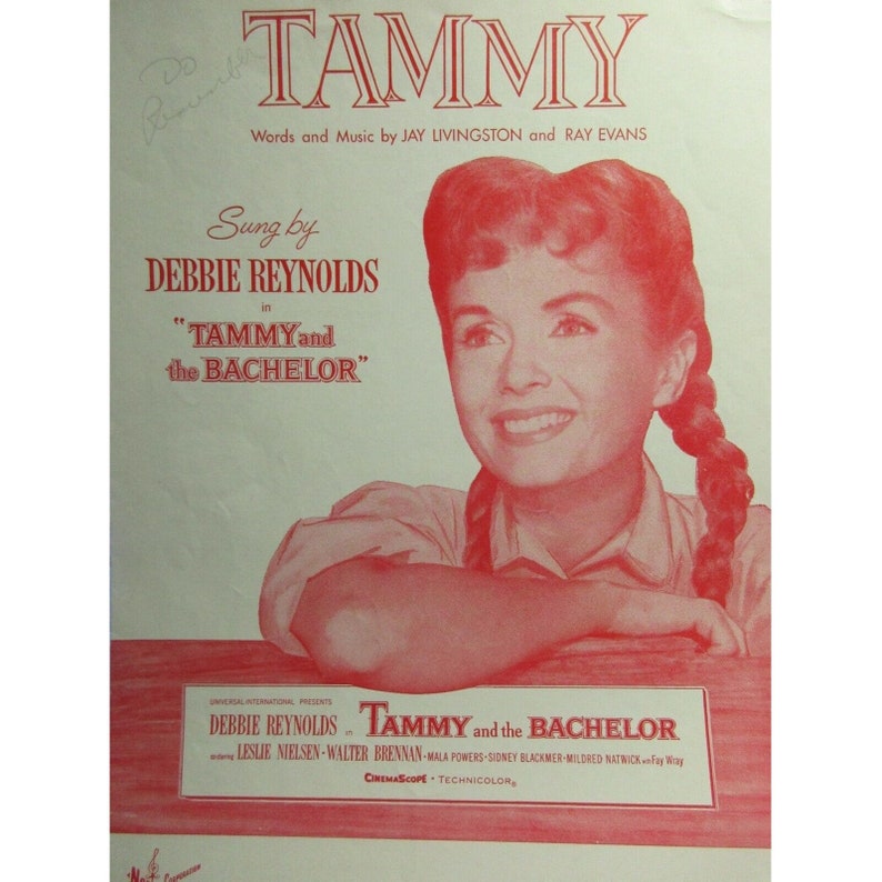 1957 Tammy Sheet Music Piano Guitar Vocal Debbie Reynolds Northern ...