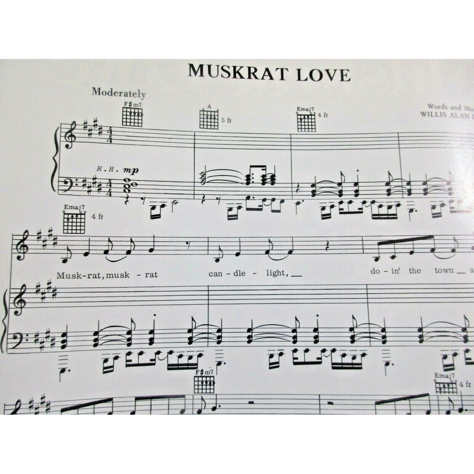 Muskrat Love Piano Sheet Music Captain & Tennille Vocal Guitar Key of E Advanced - Etsy
