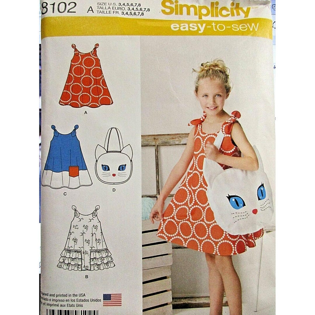 Simplicity Sewing Pattern 8102 Child Size 3 - 8 Easy Sundreses & Kitty ...