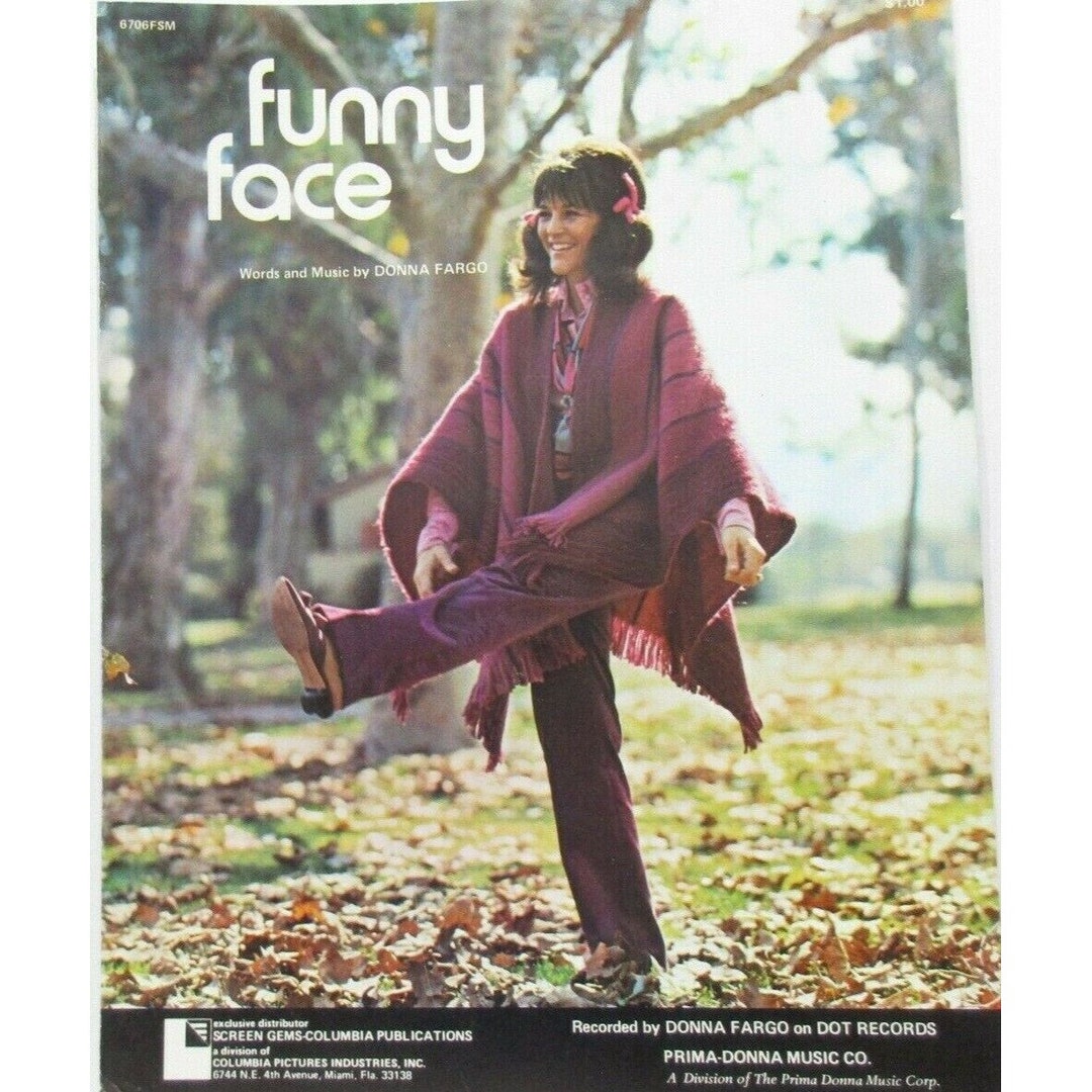 Funny Face - Sheet Music by Donna Fargo Piano Prima-donna Music 1972 - Etsy