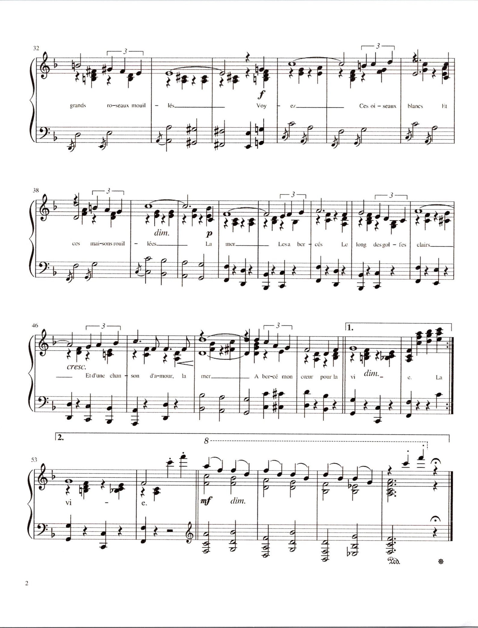 La Mer by Charles Trenet - Digital Sheet Music and Vocal - Key of F - Etsy