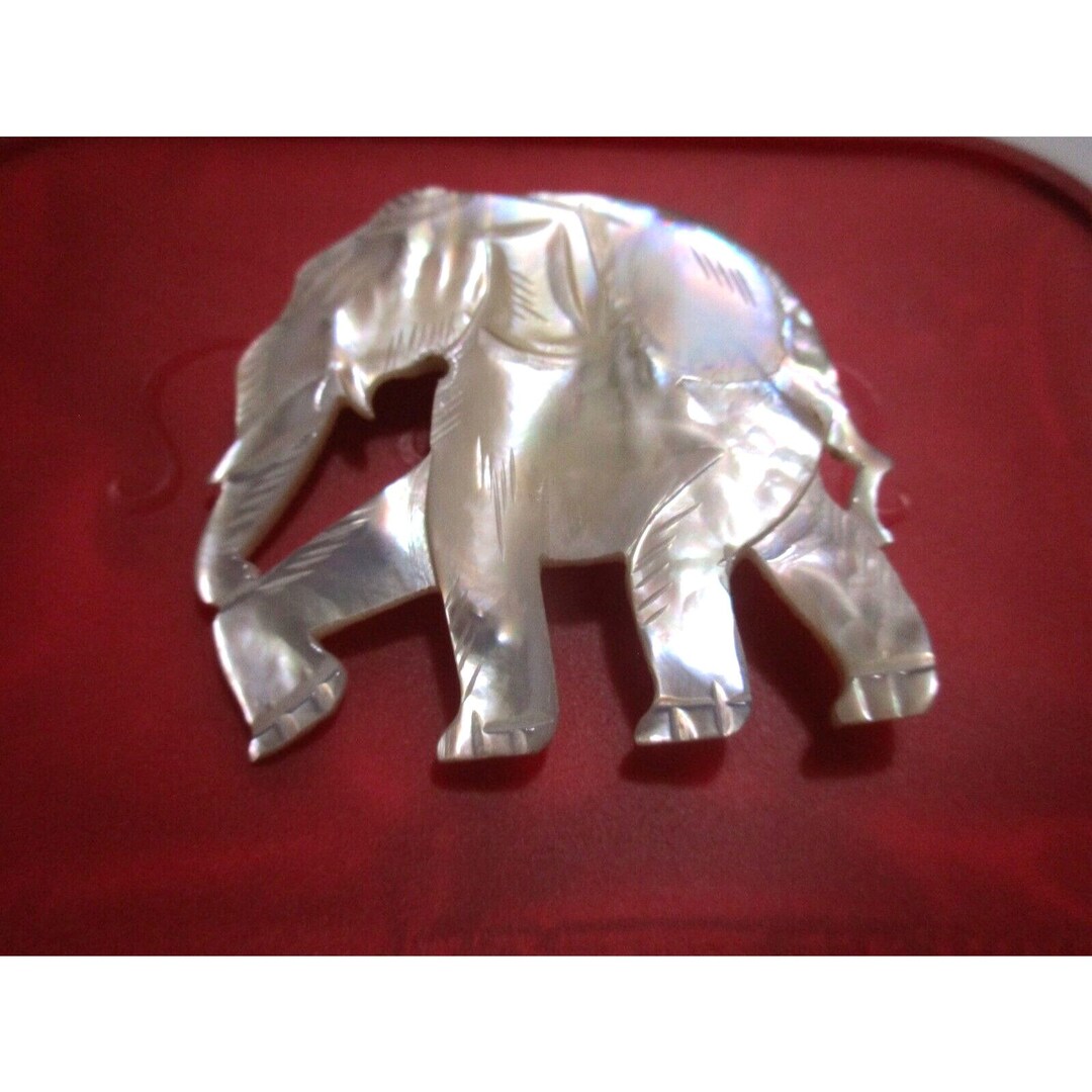 Vintage Carved Mother of Pearl Elephant Brooch 2" X 2" Hook Clasp - Etsy