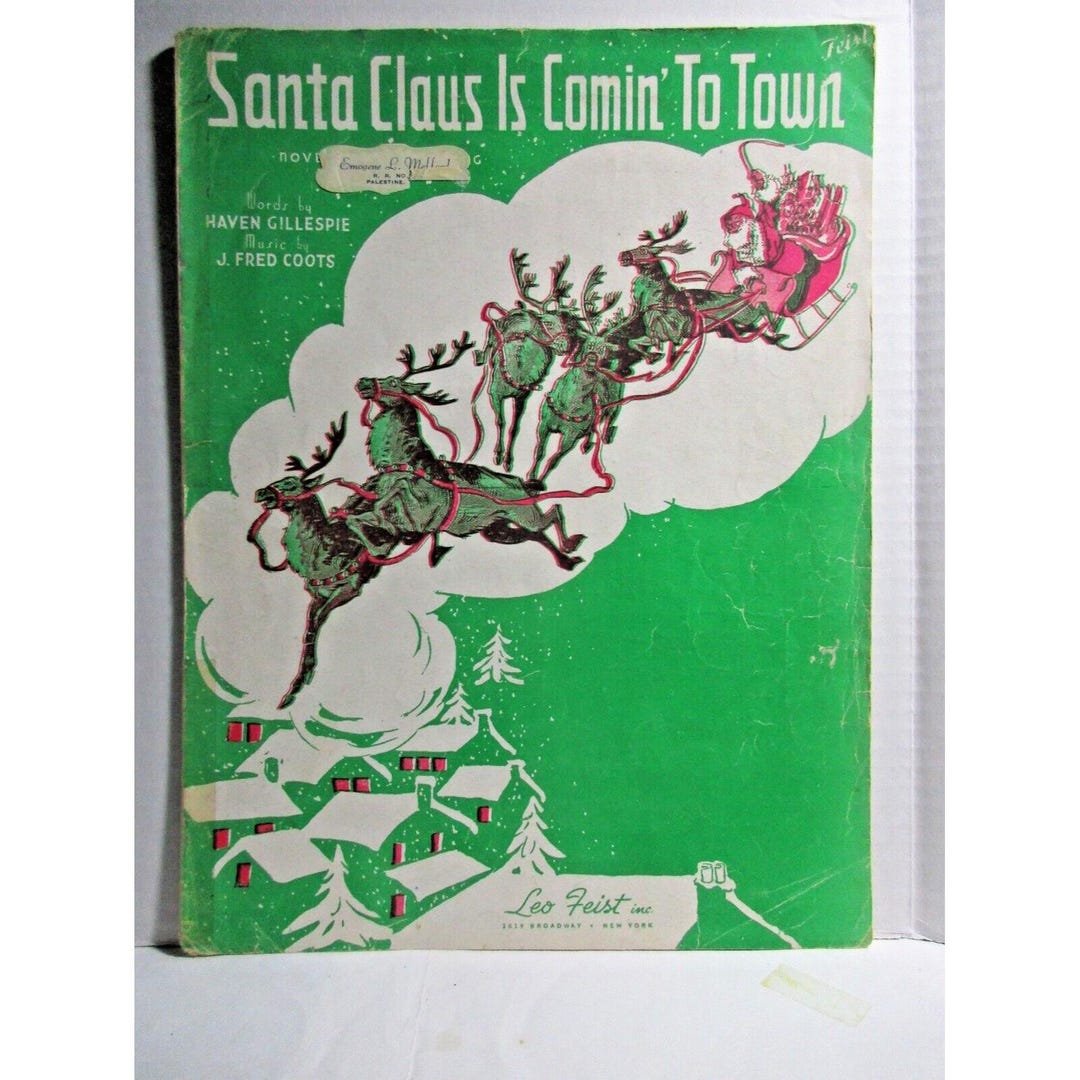 Sheet Music - Santa Claus is Comin' to Town - Leo Feist Inc. - Etsy