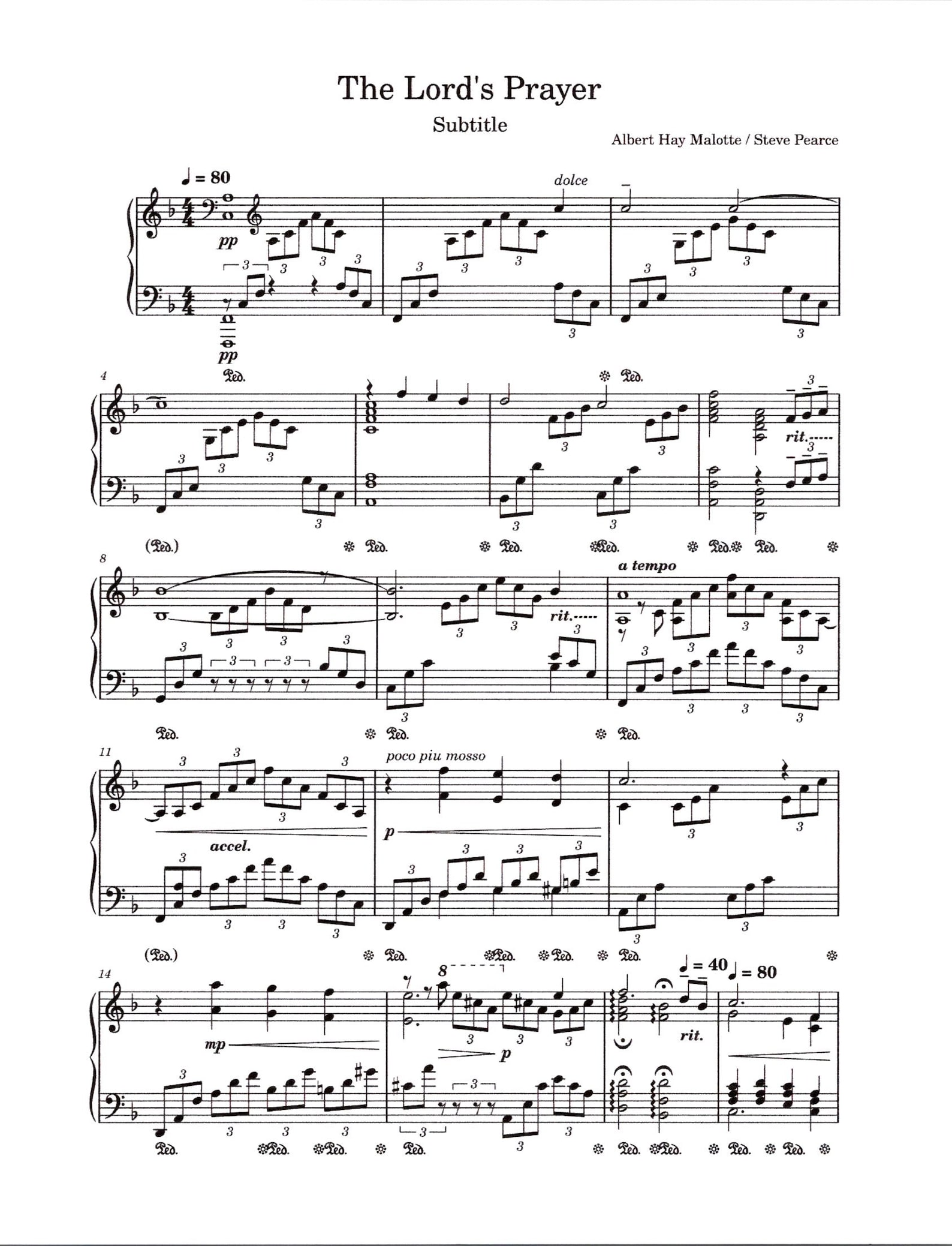 The Lord's Prayer Piano Solo - Digital Hymn Tune - Key of F - Etsy