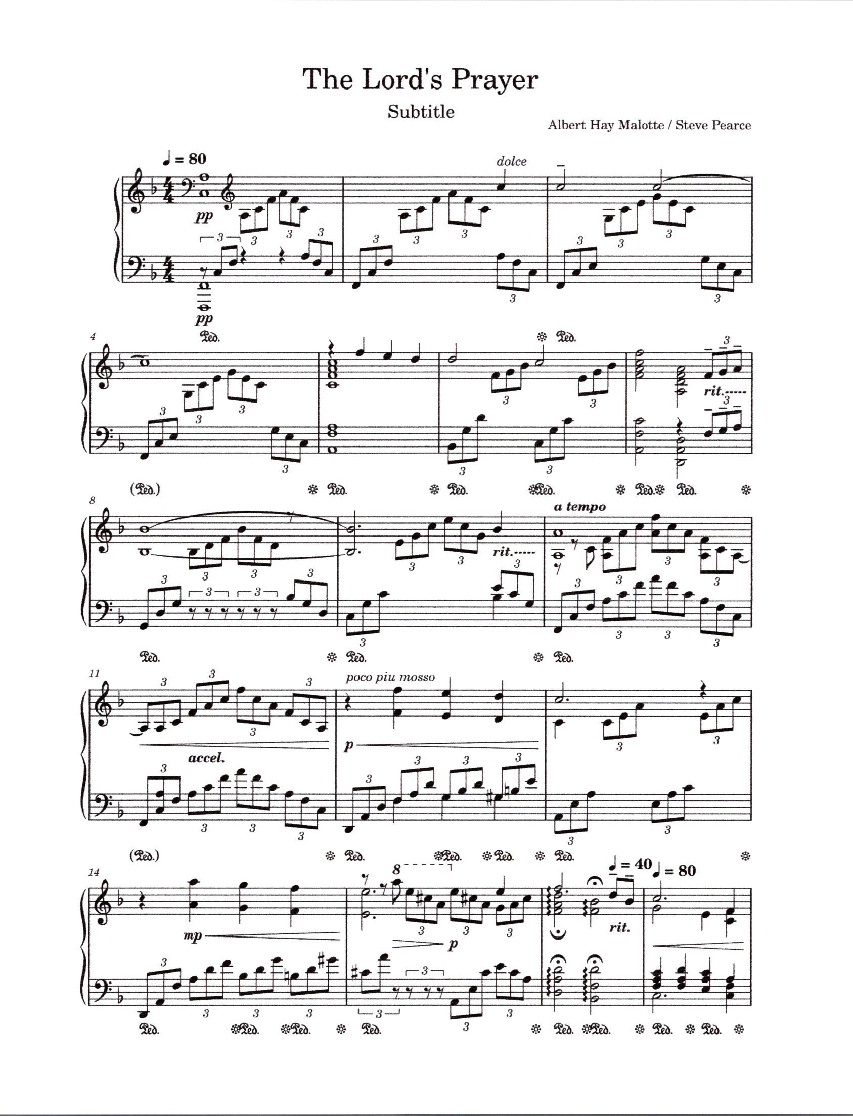 The Lord's Prayer Piano Solo - Digital Hymn Tune - Key of F - Etsy