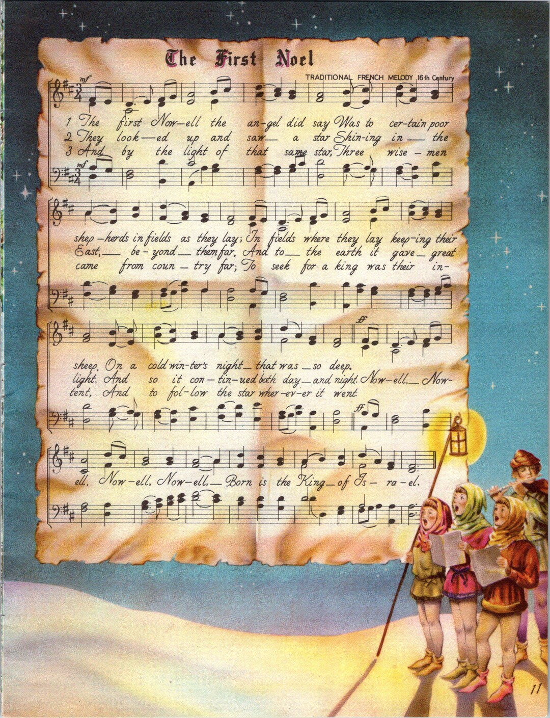 Printable Christmas Carol - the First Noel for Piano Organ Voices ...