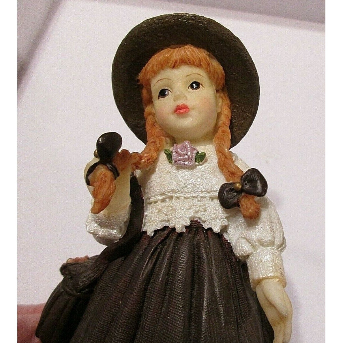 Swiss German Austrian Girl Figurine Brown Ecru Dress Bag Hat Braids - Etsy