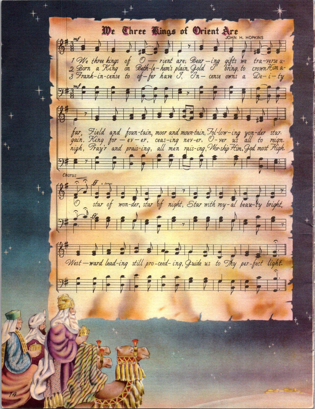 Vintage Printable Christmas Carol - We Three Kings of Orient Are for ...