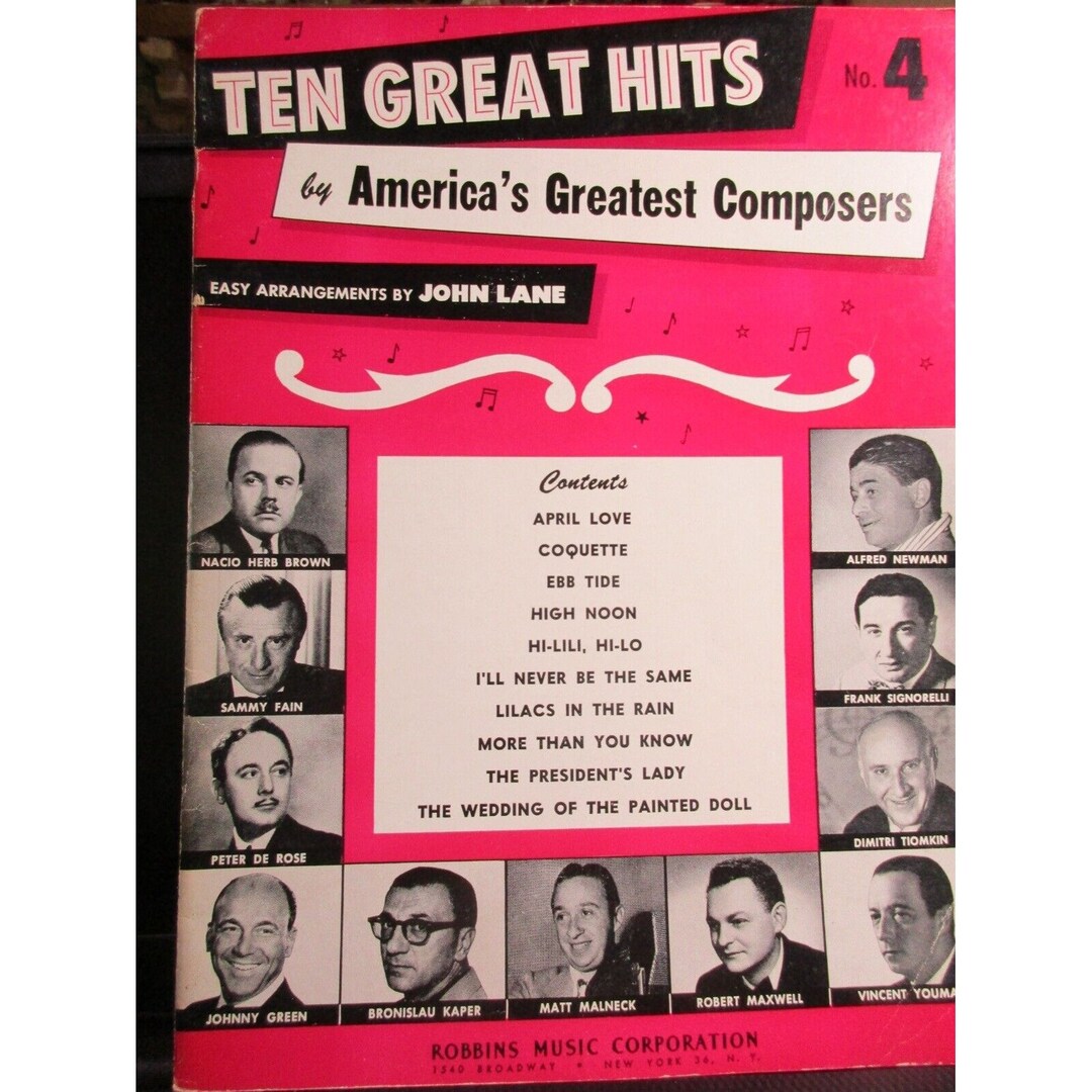 Songbook - Ten Great Hits No. 4 by America's Greatest Composers 1959 ...