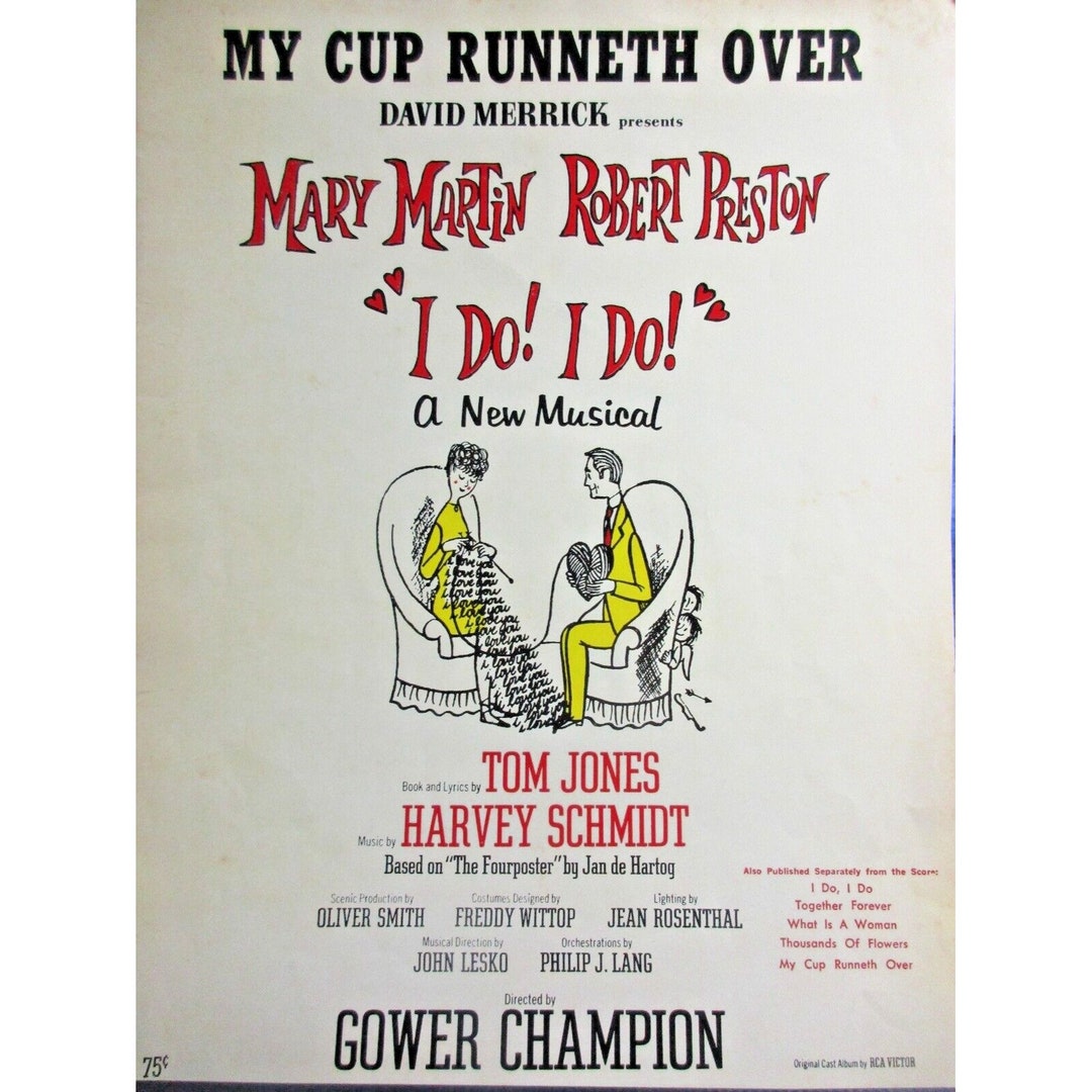 Sheet Music - My Cup Runneth Over From I Do! I Do! - 1966 Chappell & Co ...