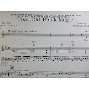 That Old Black Magic - Sheet Music for Piano Lyrics Guitar 1942 Famous ...