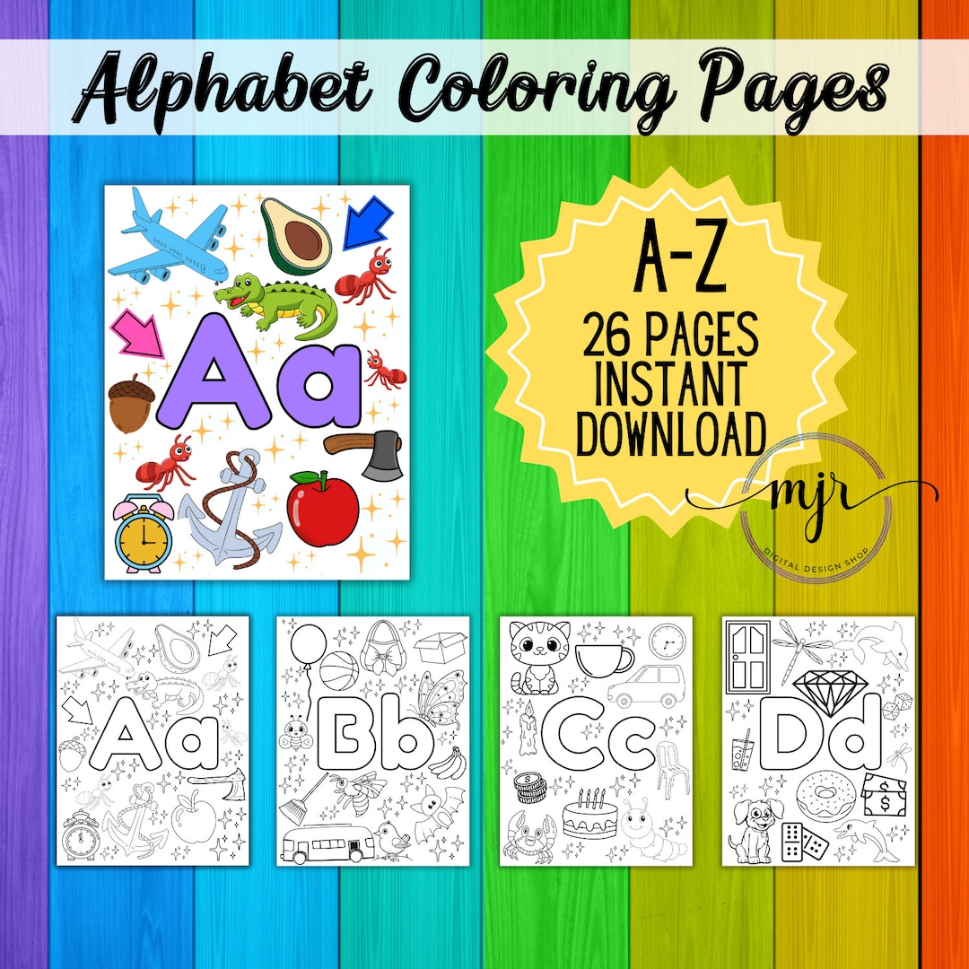 Alphabet Coloring Pages for Kids Digital Download 26 Pages A-Z Fun ...