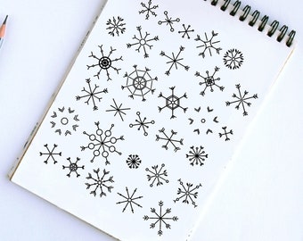 Single Line Snowflake SVG BUNDLE Foil Quill Christmas SVG Hand Drawn ...
