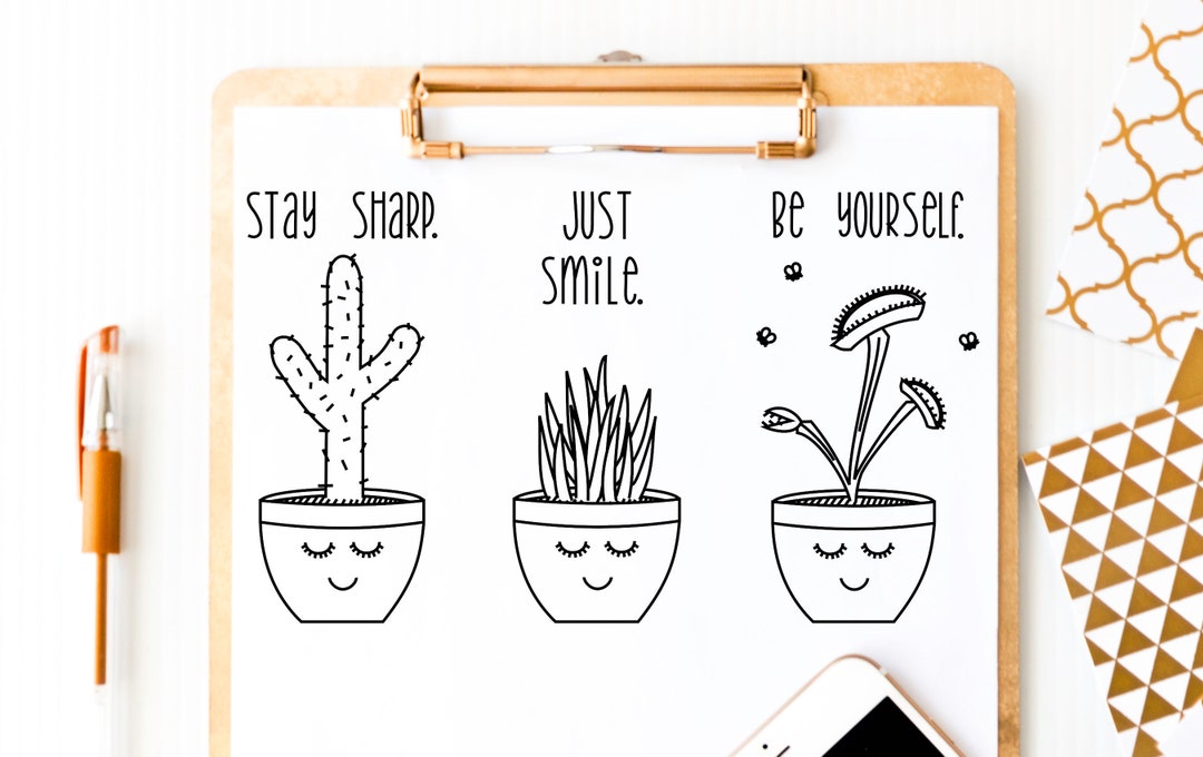 Stay Sharp Cactus Svg-line Vector Art - Etsy