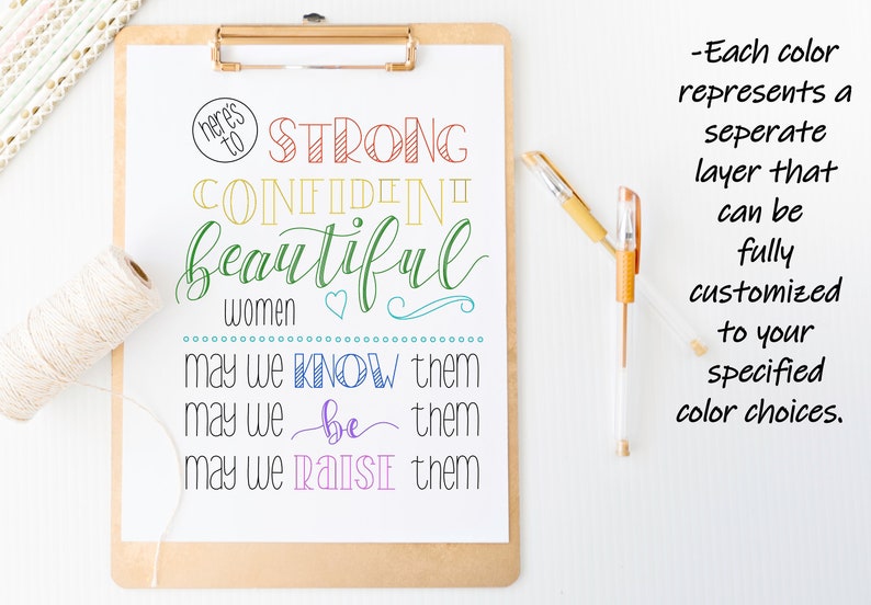 Strong Women Handlettered LINE ART SVG - Etsy