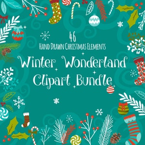 Christmas Clipart, Digital Christmas Clipart, Christmas Floral ...