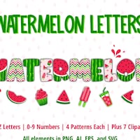 Watermelon PNG Alphabet Set | Hand Painted | Alphapack Font ...