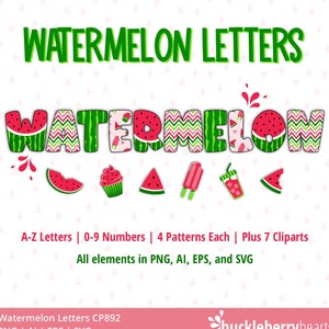 Watermelon Letters Clipart, Alphabet Letters SVG, Doodle Letters PNG ...