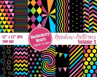 Rainbow Patterns Digital Scrapbook Paper Volume 1 Bright | Etsy