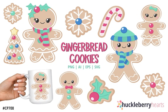 Gingerbread Cookies Clipart Christmas Cookies Clipart | Etsy
