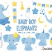 Baby Boy Elephant Clipart, Cute Elephant Clipart, Baby Boy Elephant Svg ...