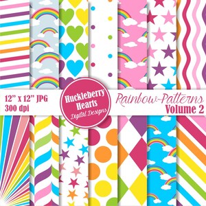 Rainbow Patterns Digital Scrapbook Paper Volume 2, Rainbow Paper ...