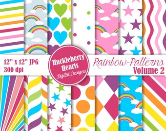 Rainbow Patterns Digital Scrapbook Paper Volume 1 Bright | Etsy