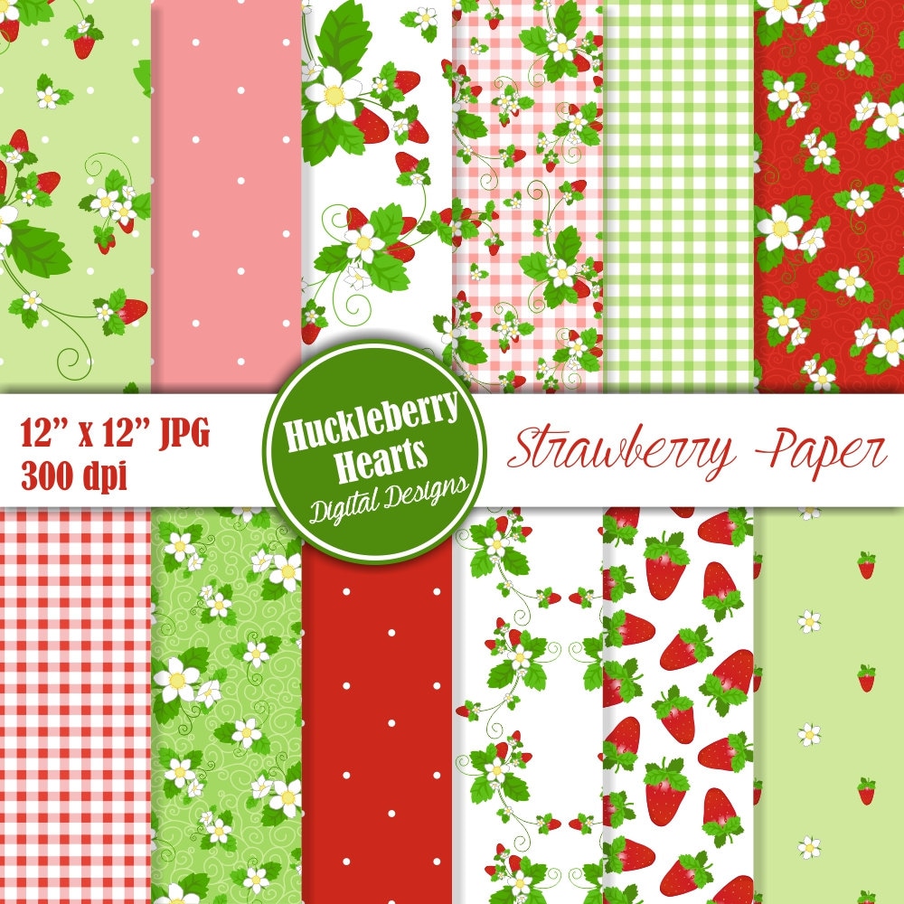 Strawberry Paper, Strawberry Digital Paper, Strawberry, Summer Paper ...