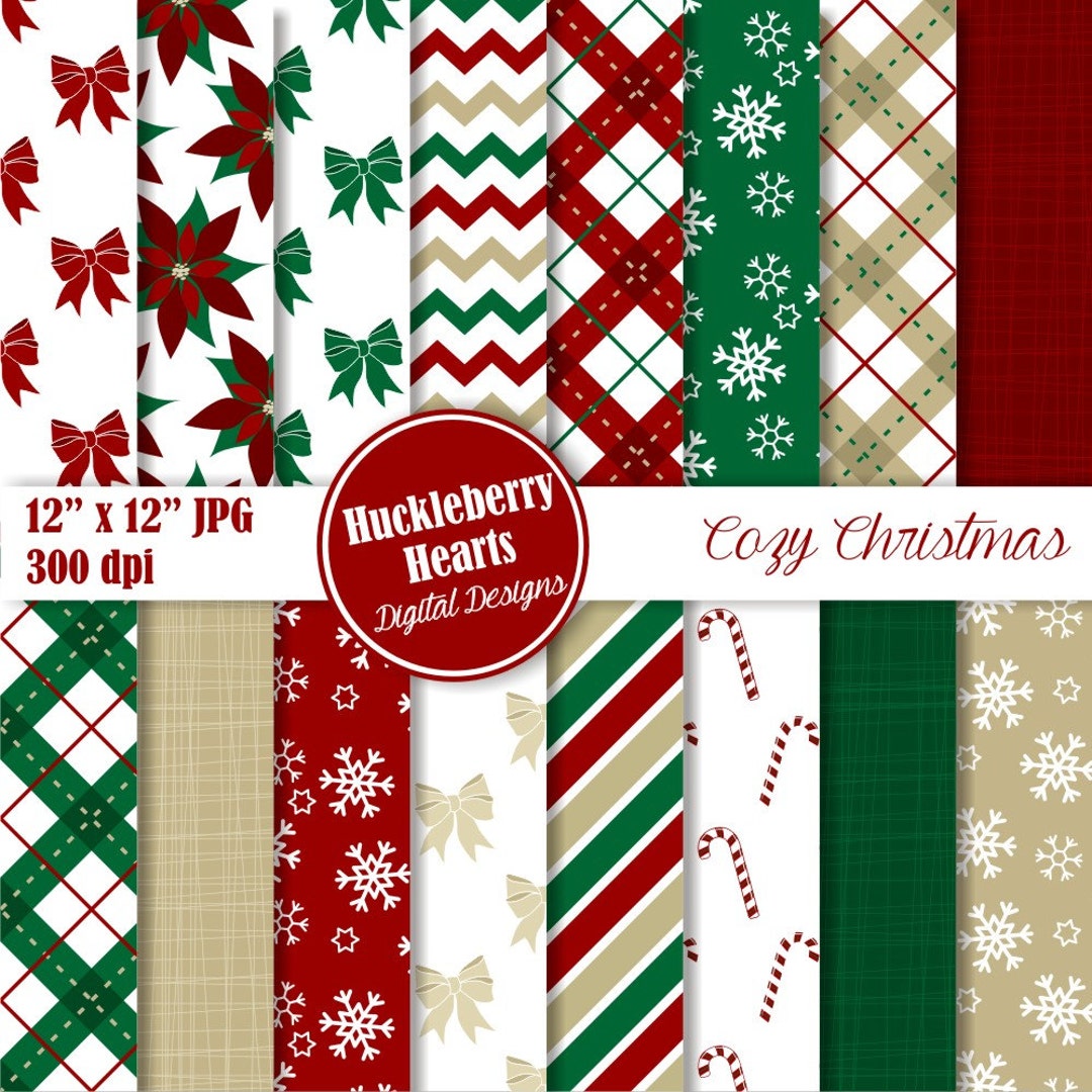 Cozy Christmas Digital Papers, Christmas Patterns, Christmas Paper ...