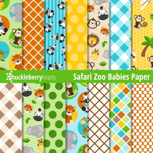 Safari Zoo Digital Paper Zoo Scrapbook Paper Zoo Animals | Etsy