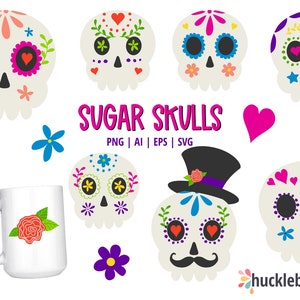 Sugar Skulls, Sugar Skulls SVG, Halloween Clipart, Skull Clipart ...