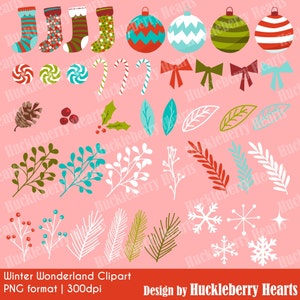 Christmas Clipart, Digital Christmas Clipart, Christmas Floral ...