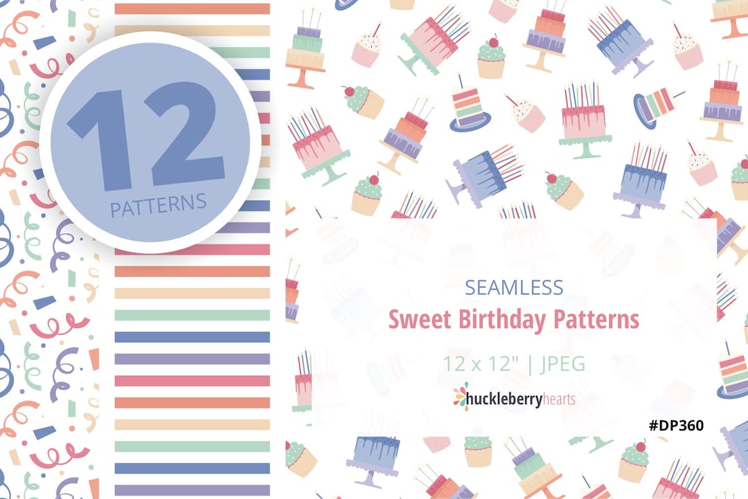 Cute Birthday Patterns, Seamless Birthday Patterns, Birthday Digital ...