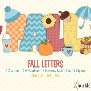Fall Letters Clipart, Alphabet SVG Bundle, Autumn Sublimation, Doodle ...