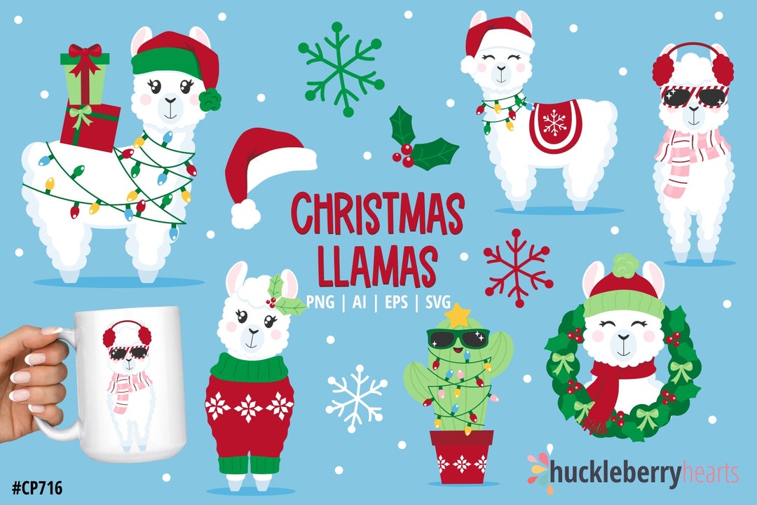 Christmas Llamas, Llama SVG, Christmas Llama Clipart, Printable, SVG ...