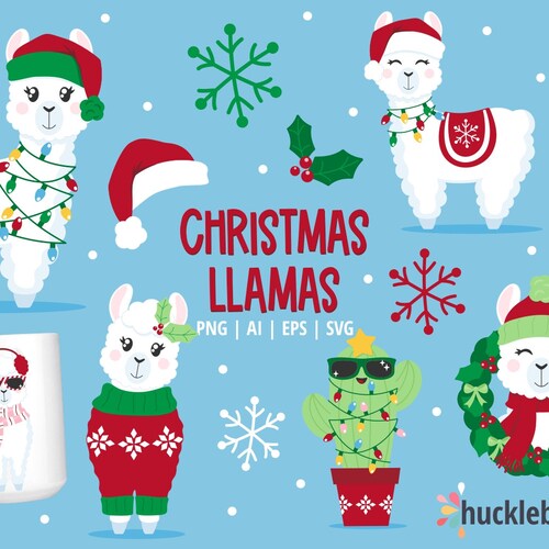 Christmas Llamas Llama SVG Christmas Llama Clipart - Etsy