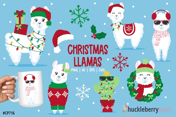Christmas Llamas Llama SVG Christmas Llama Clipart - Etsy