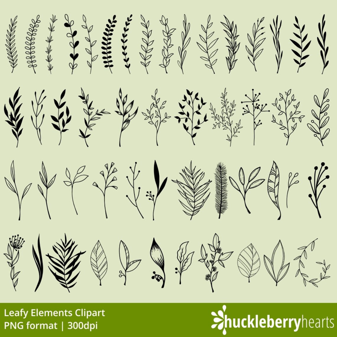 Leaf Clipart Leaf Clip Art Leaves Plants Leaf Graphics | Etsy