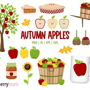 Apple Clipart, Fall SVG Bundle, Autumn Apple PNG Set, Cute Thanksgiving ...