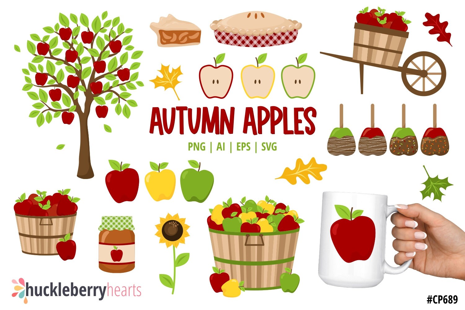 Apple Clipart Fall Clipart Candy Apples Caramel Apples - Etsy UK